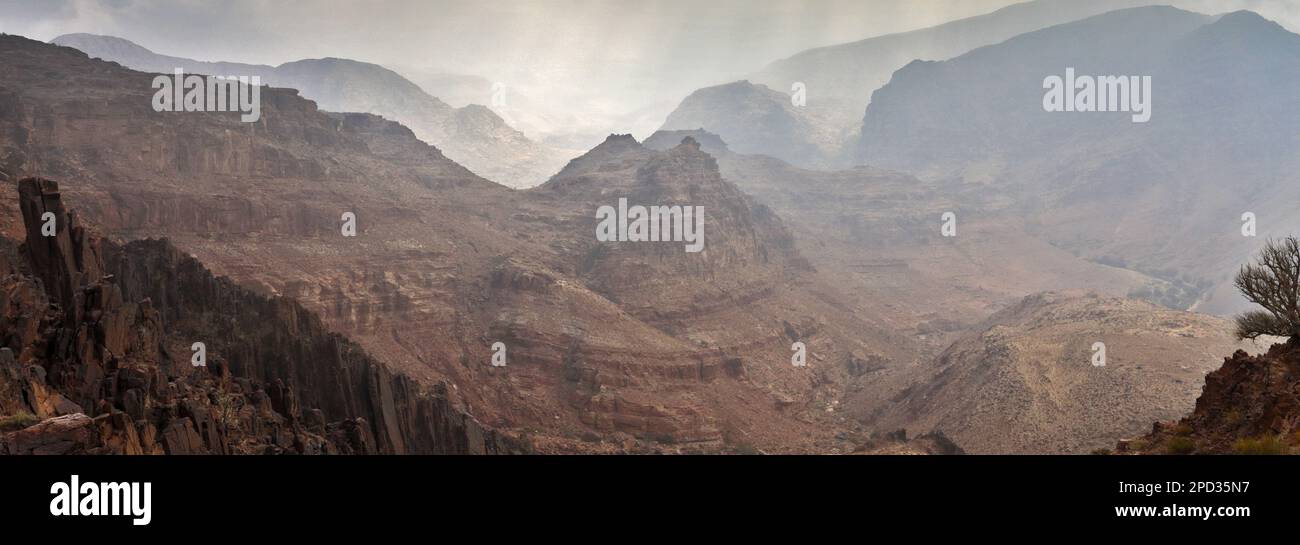 Landscape over Naqib Shadyed at the top of Naqad Gulley, Jabal Fied, Al ...