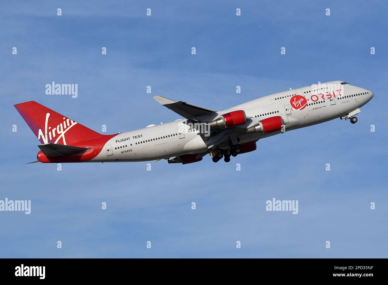 BOEING 747-400 N744VG "COSMIC GIRL" OF VIRGIN ORBIT ON CLIMB OUT ...
