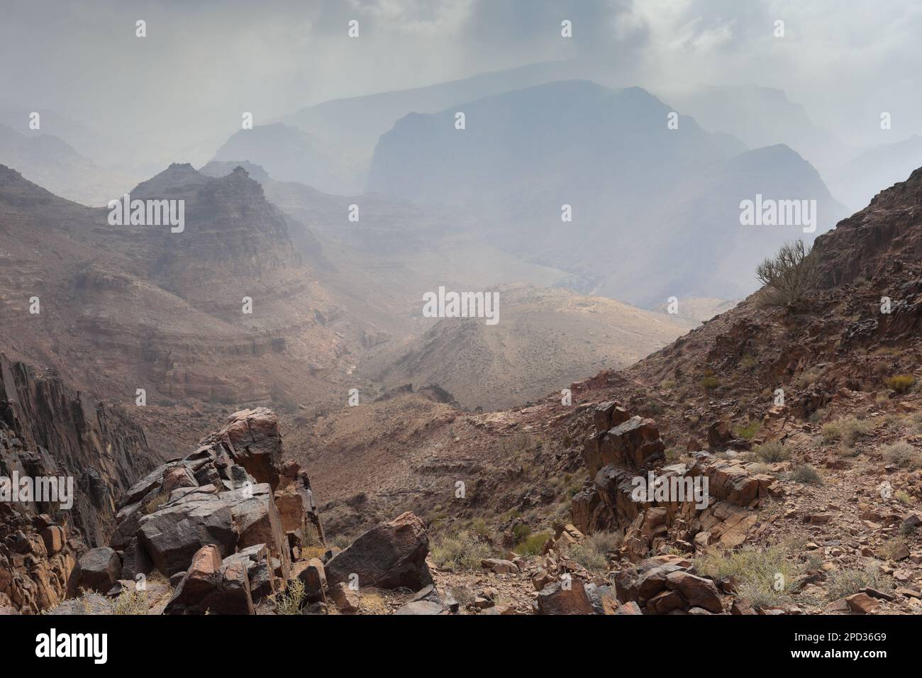 Landscape over Naqib Shadyed at the top of Naqad Gulley, Jabal Fied, Al ...