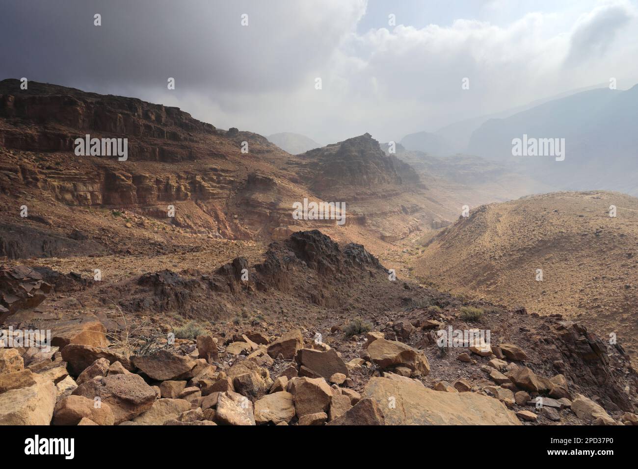 Landscape over Naqib Shadyed at the top of Naqad Gulley, Jabal Fied, Al ...