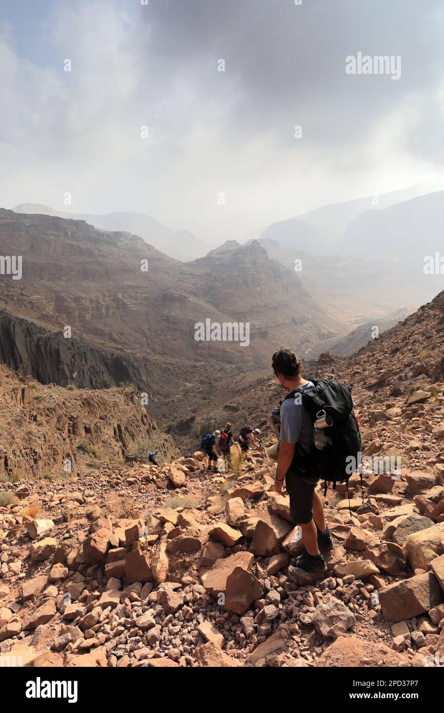Walkers on Naqib Shadyed at the top of Naqad Gulley, Jabal Fied, Al ...
