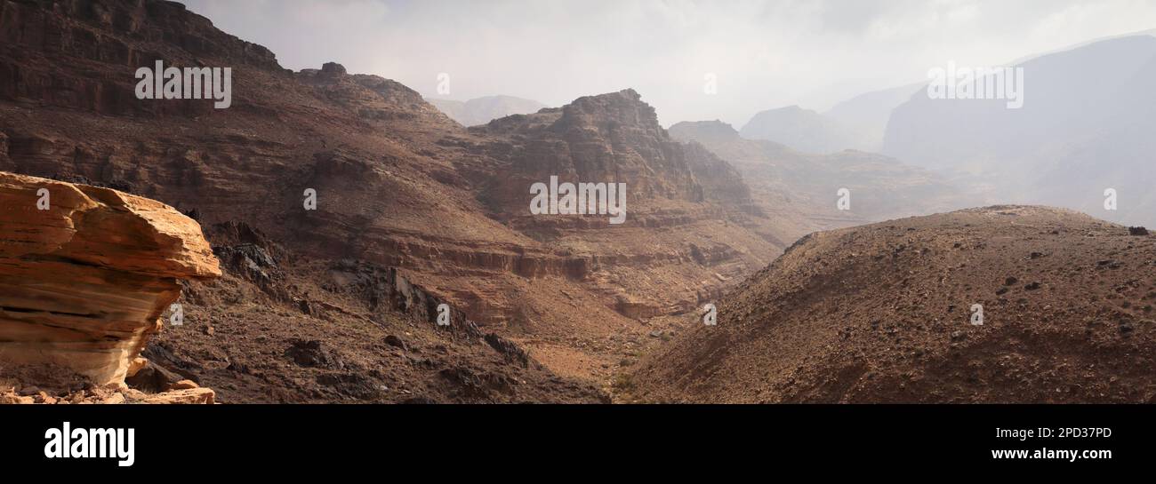 Landscape over Naqib Shadyed at the top of Naqad Gulley, Jabal Fied, Al ...