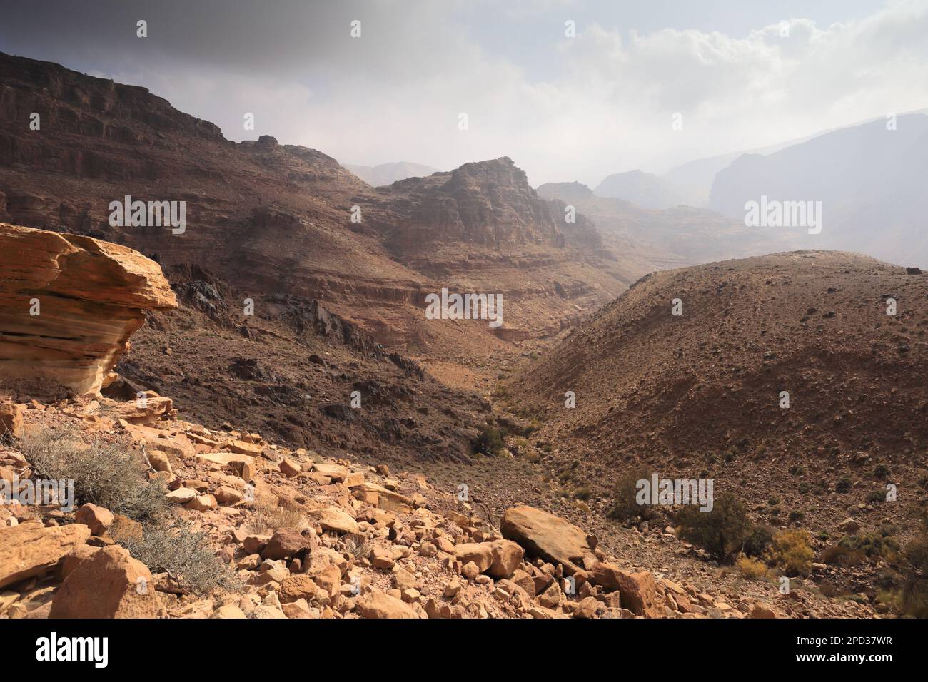 Landscape over Naqib Shadyed at the top of Naqad Gulley, Jabal Fied, Al ...