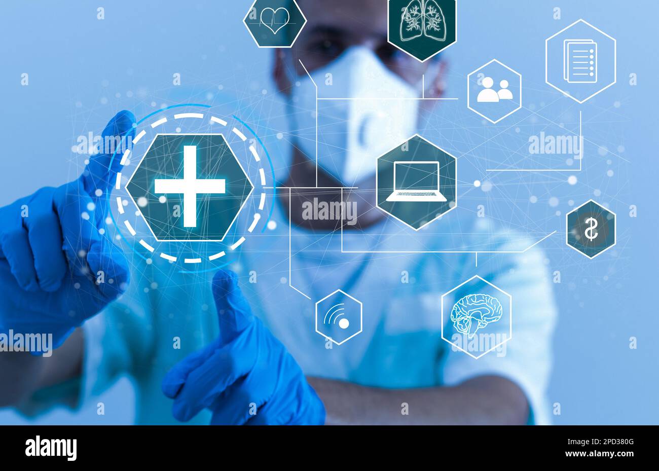 Medicine doctor touching icon medical network connection with modern ...