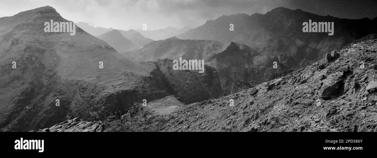 Landscape over Naqib Shadyed at the top of Naqad Gulley, Jabal Fied, Al ...