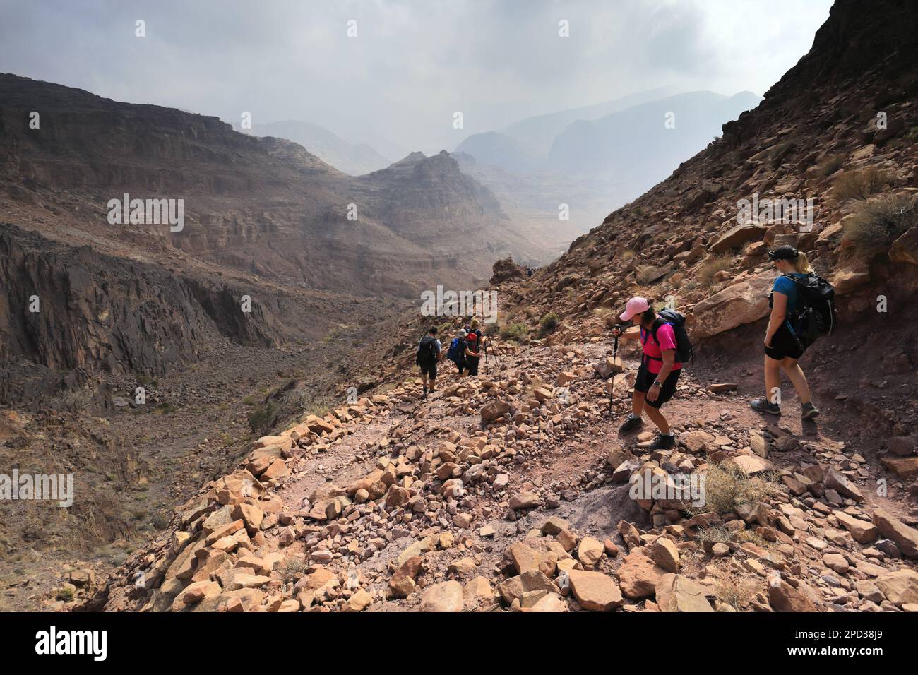 Walkers on Naqib Shadyed at the top of Naqad Gulley, Jabal Fied, Al ...
