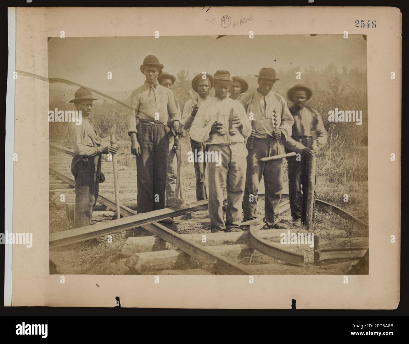 Military railroad operations in northern Virginia: men standing on ...