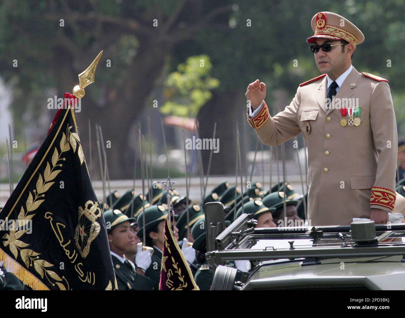 Moroccan King Mohammed VI reviews a regiment of the royal gendarmerie ...