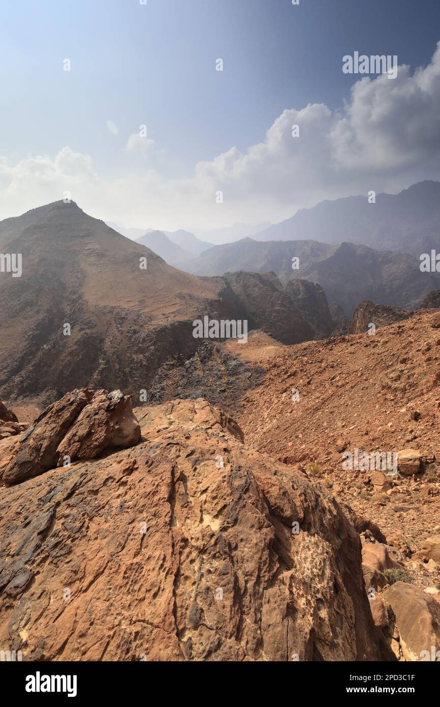 Landscape over Naqib Shadyed at the top of Naqad Gulley, Jabal Fied, Al ...