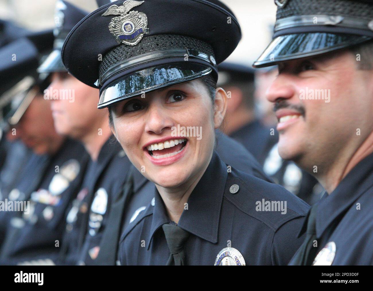 Los Angeles Police Department Officer Sandra Escalante laughs with ...