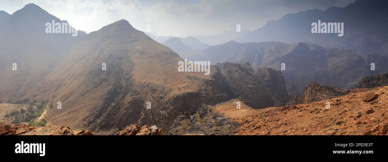 Landscape over Naqib Shadyed at the top of Naqad Gulley, Jabal Fied, Al ...