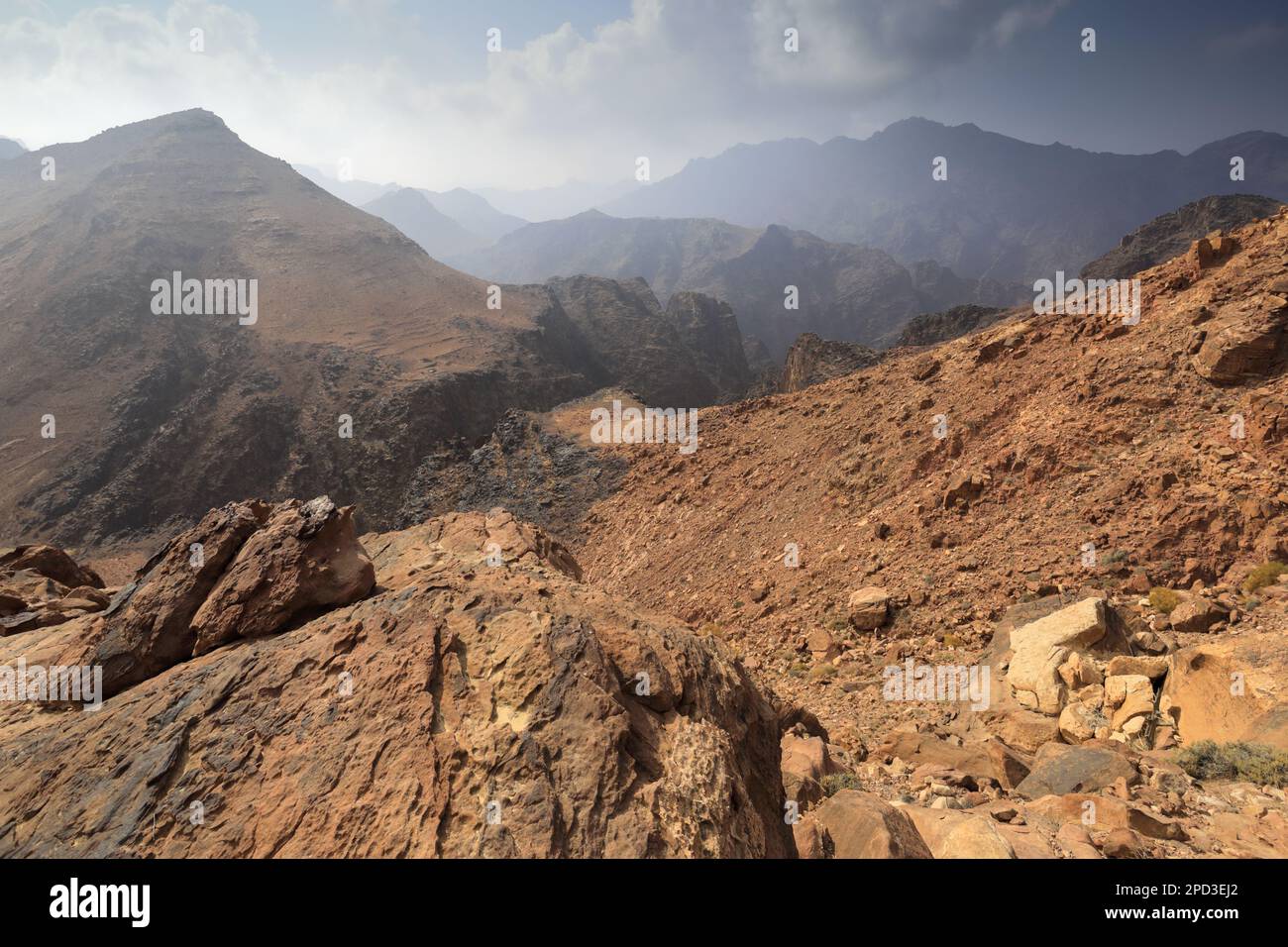 Landscape over Naqib Shadyed at the top of Naqad Gulley, Jabal Fied, Al ...