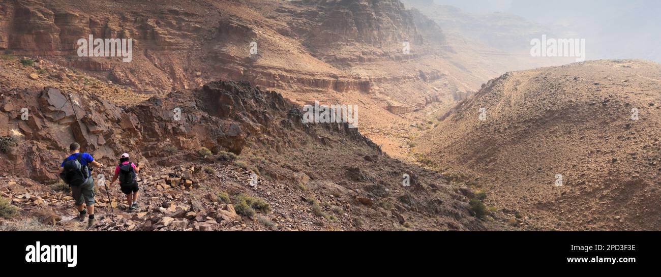 Walkers on Naqib Shadyed at the top of Naqad Gulley, Jabal Fied, Al ...