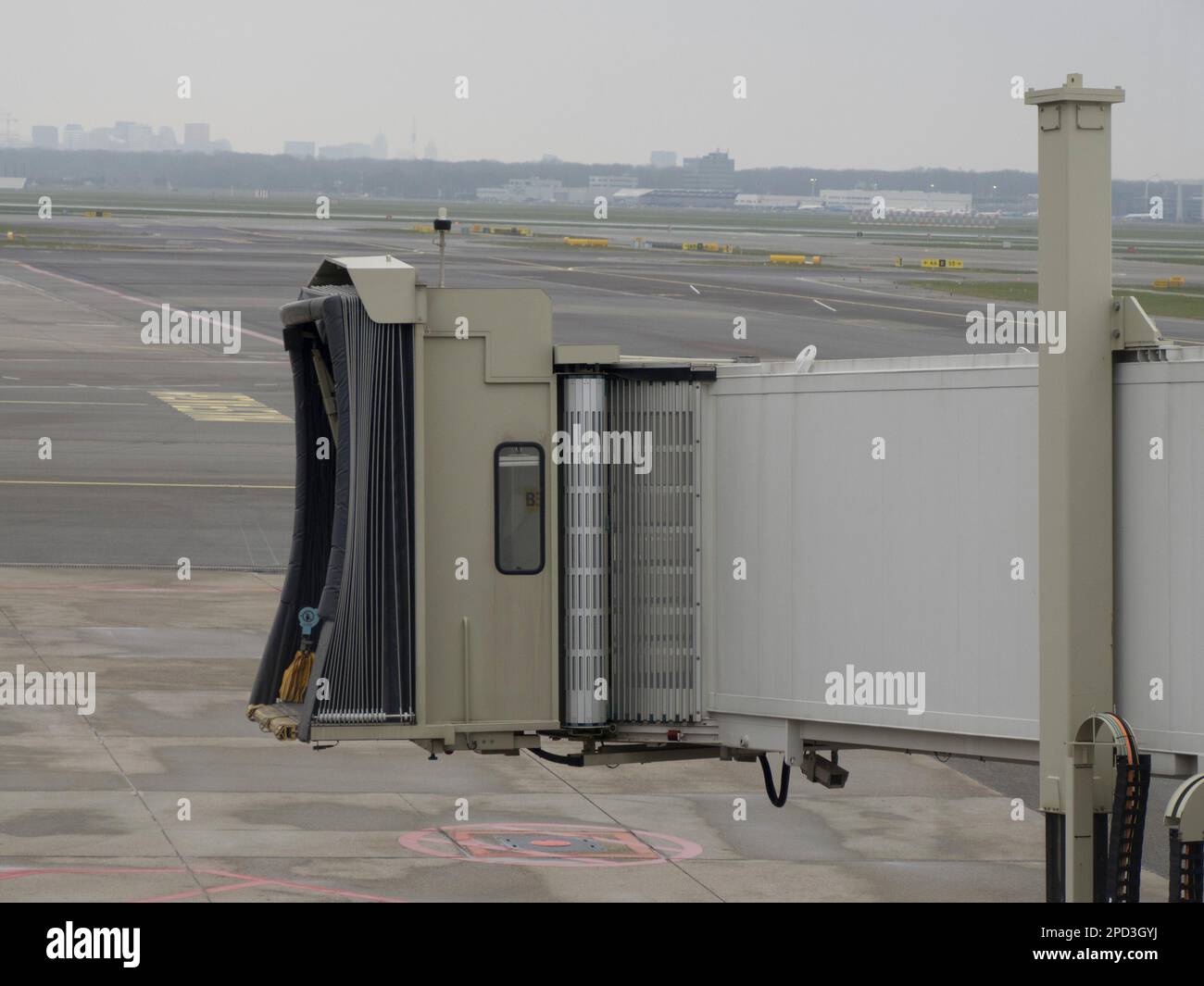 Access gangway to the aircraft tunnel from terminal to plane detail ...
