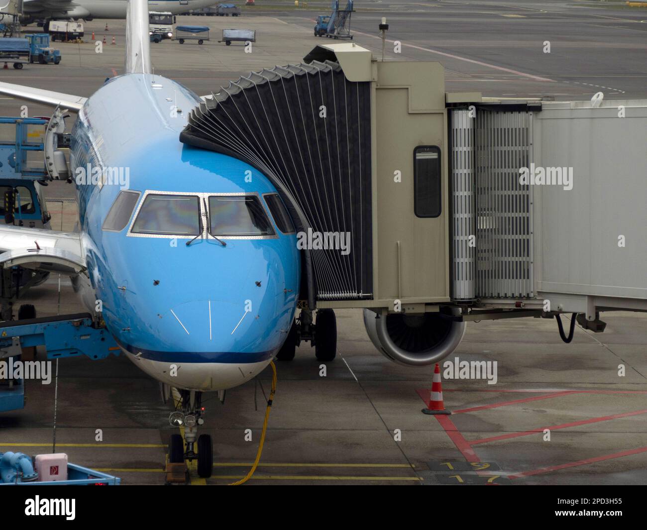 Access gangway to the aircraft tunnel from terminal to plane detail ...