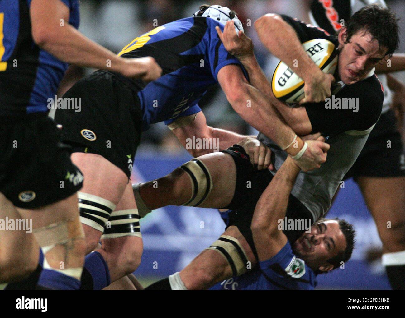 South Africa's Sharks Keegan Daniel, tackle by Australia's Western ...
