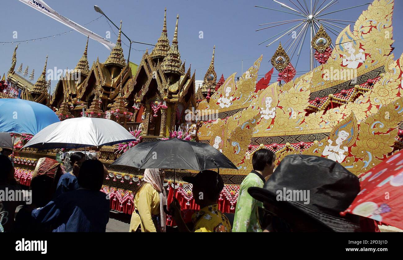 Visitors view the decoration of rocket during a contest at the rocket ...