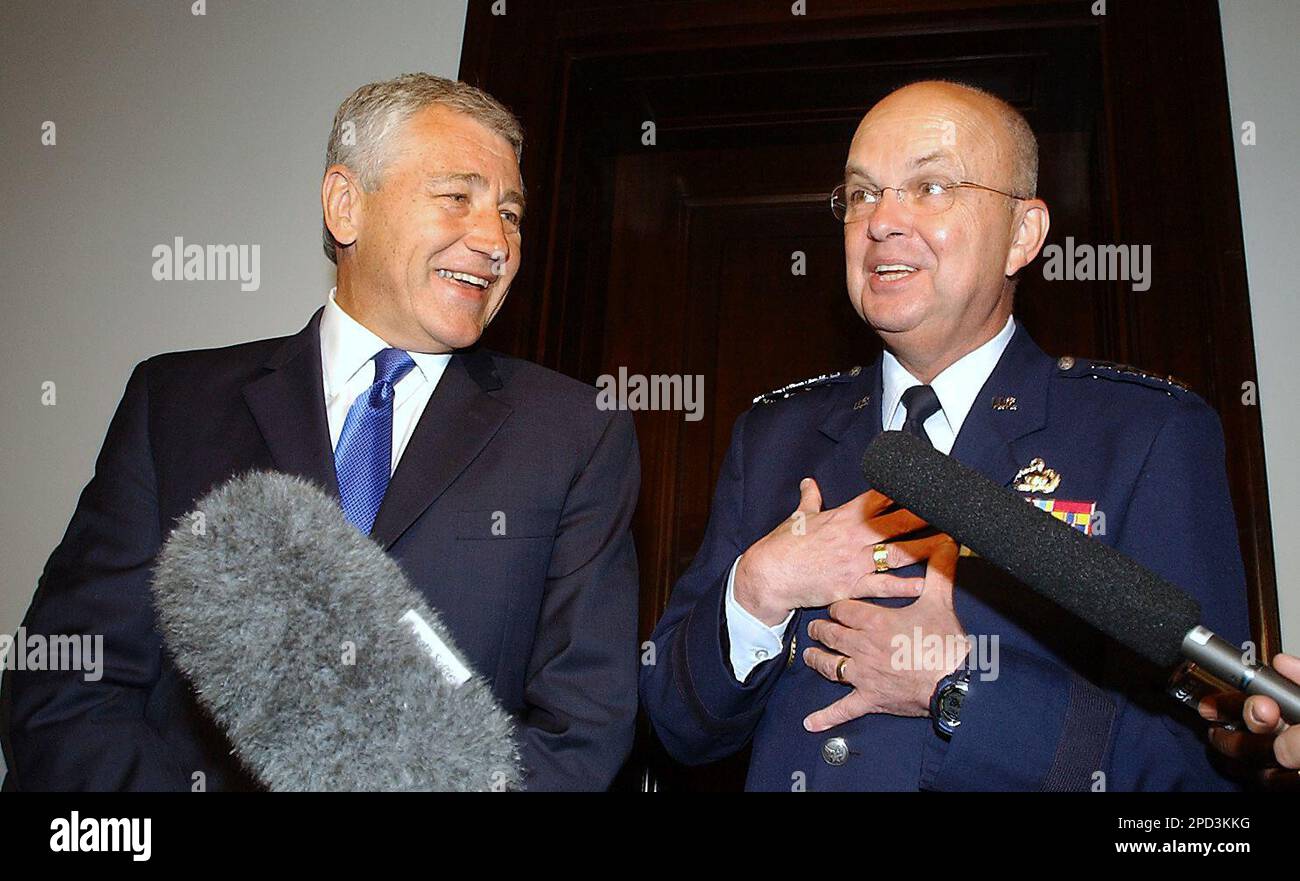 CIA Director nominee Gen. Michael Hayden, right, and Sen. Chuck Hagel ...