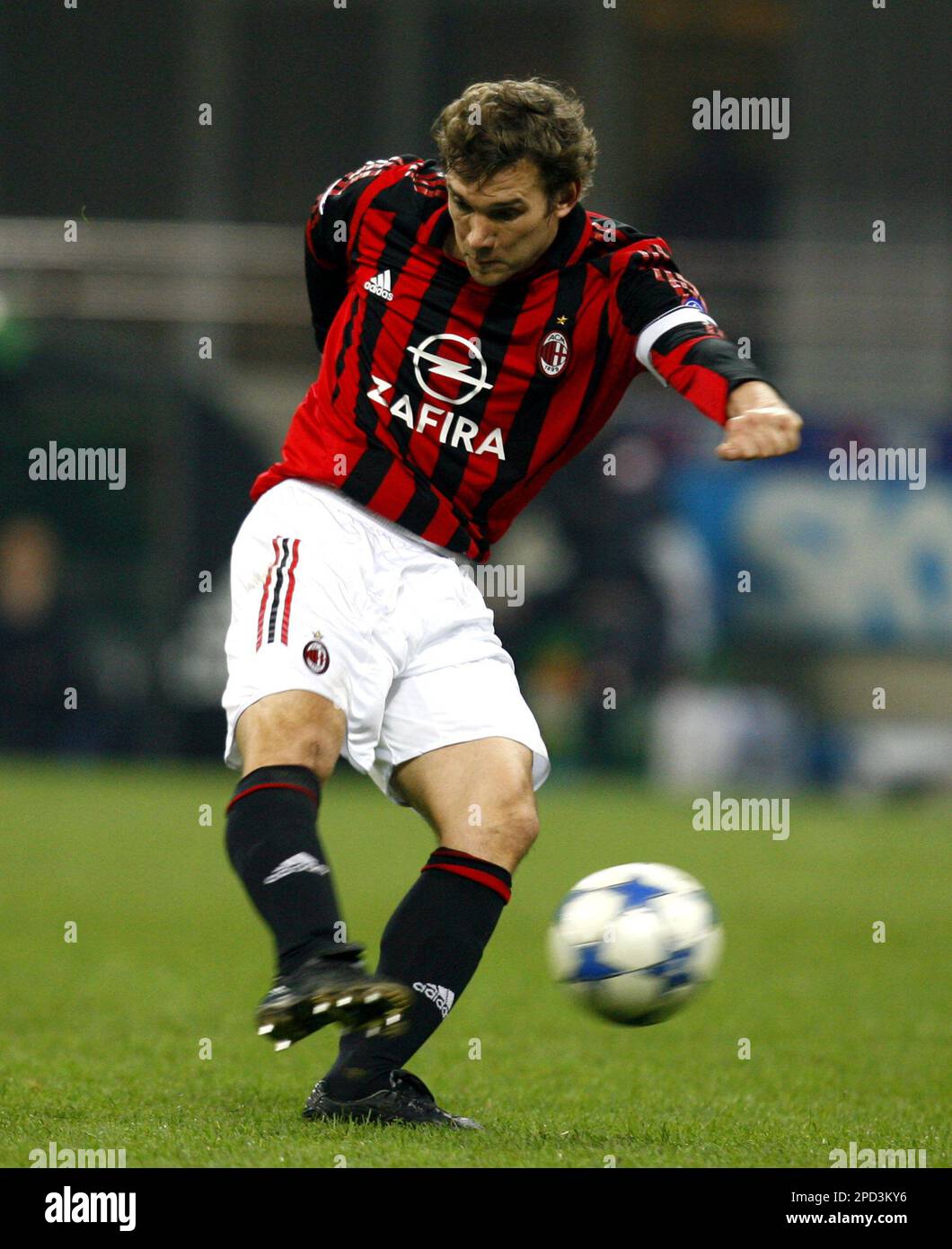 ** FILE ** AC Milan forward Andriy Shevchenko of Ukraine kicks the ball ...