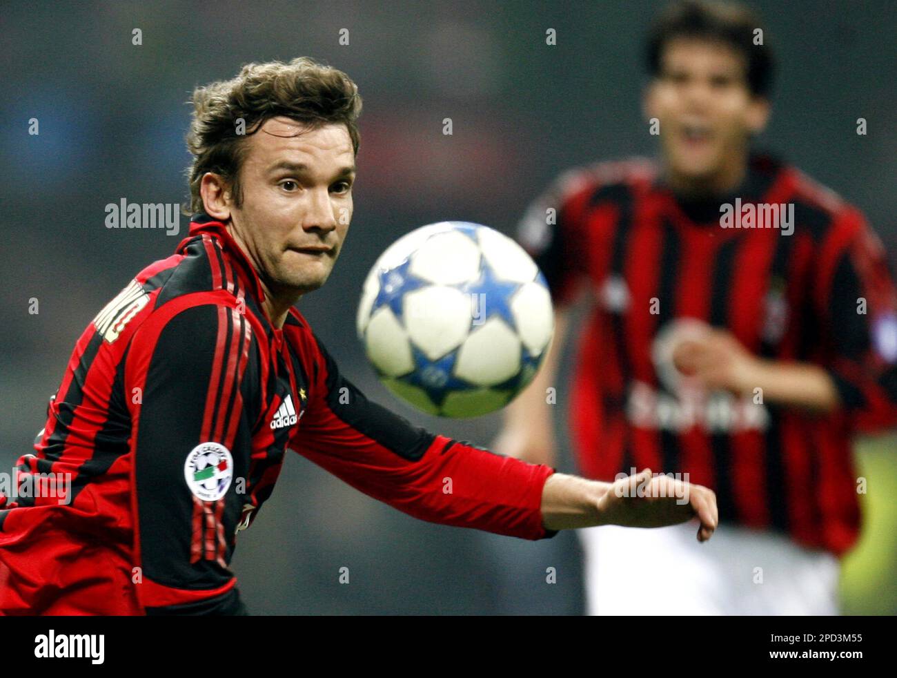 ** FILE** AC Milan forward Andriy Shevchenko of Ukraine controls the ...
