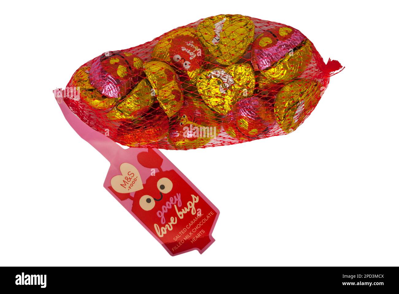 Net of M&S gooey love bugs, salted caramel filled milk chocolate hearts ...