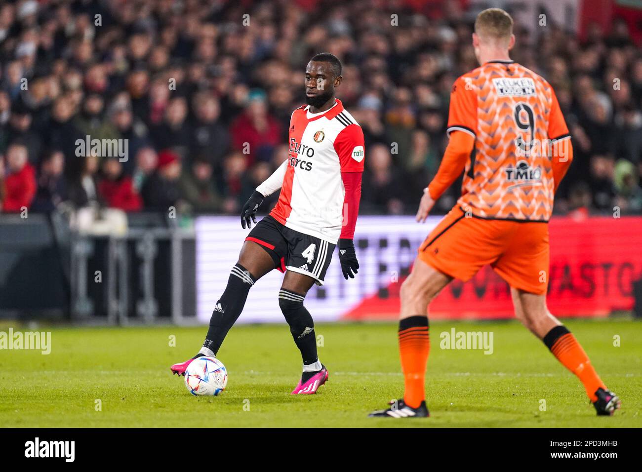 ROTTERDAM, NETHERLANDS - MARCH 12: Lutsharel Geertruida of Feyenoord and Henk Veerman of FC ...