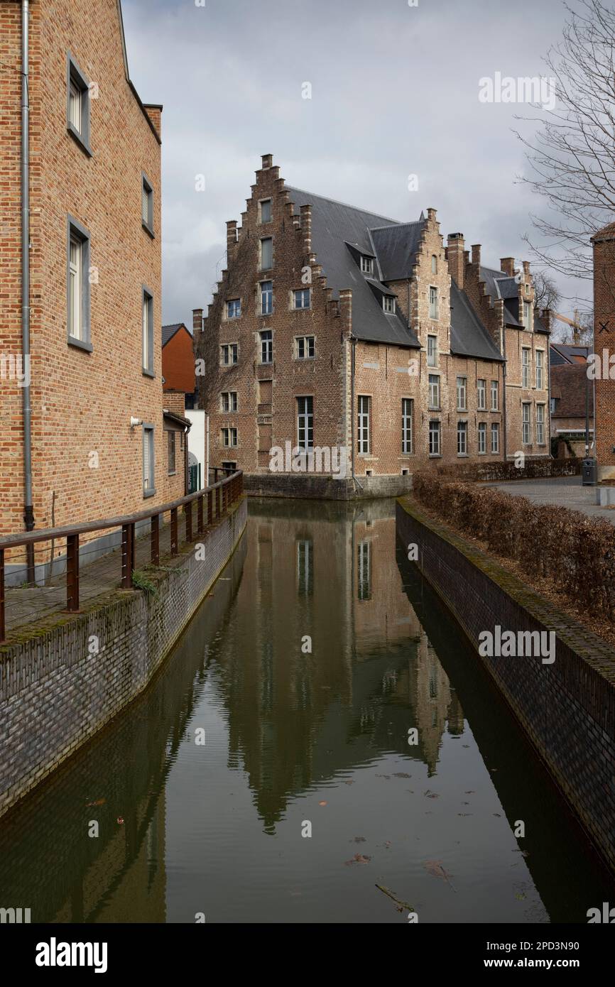 The Demer river and the 16th century building 'Het Spijker' (also known ...