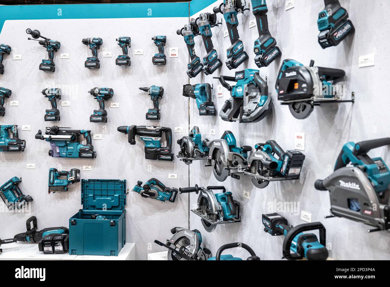 Illustration picture shows a wall display of power tools during the ...