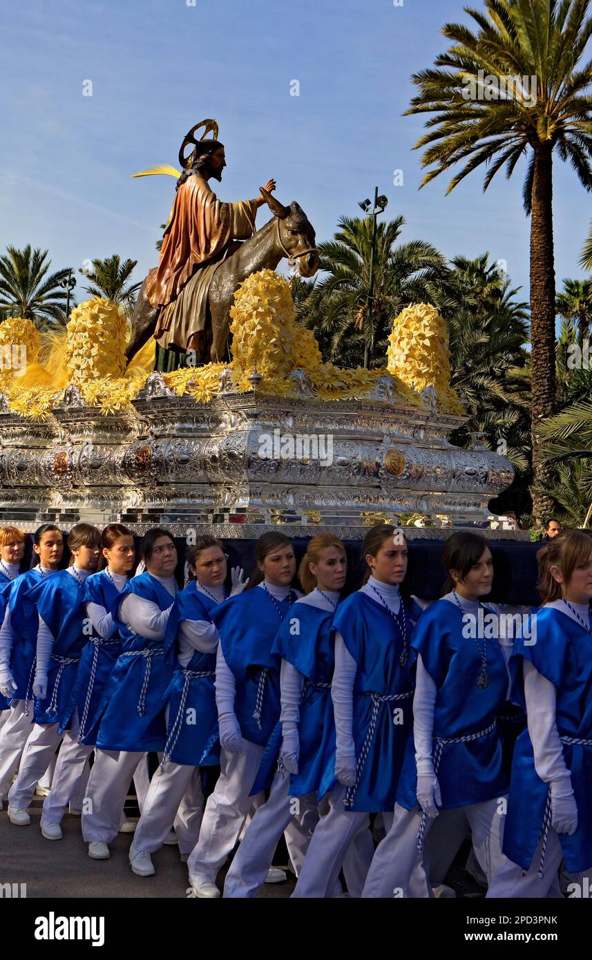 Palm Sunday procession (procesión de Jesús triunfante), Elche. Alicante ...