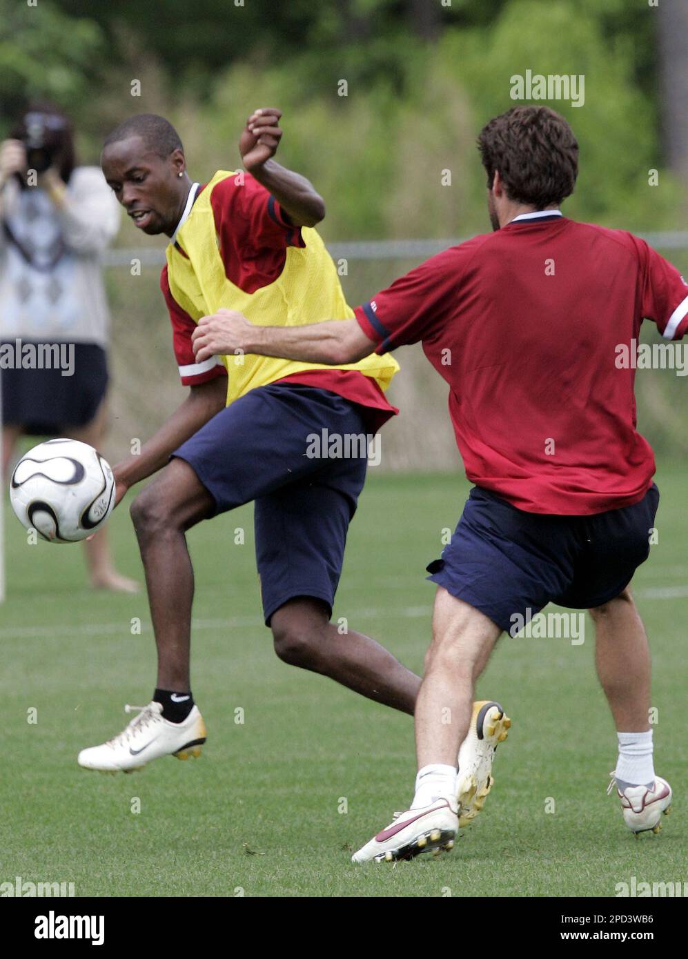 United States national soccer player DaMarcus Beasley, left, controls ...
