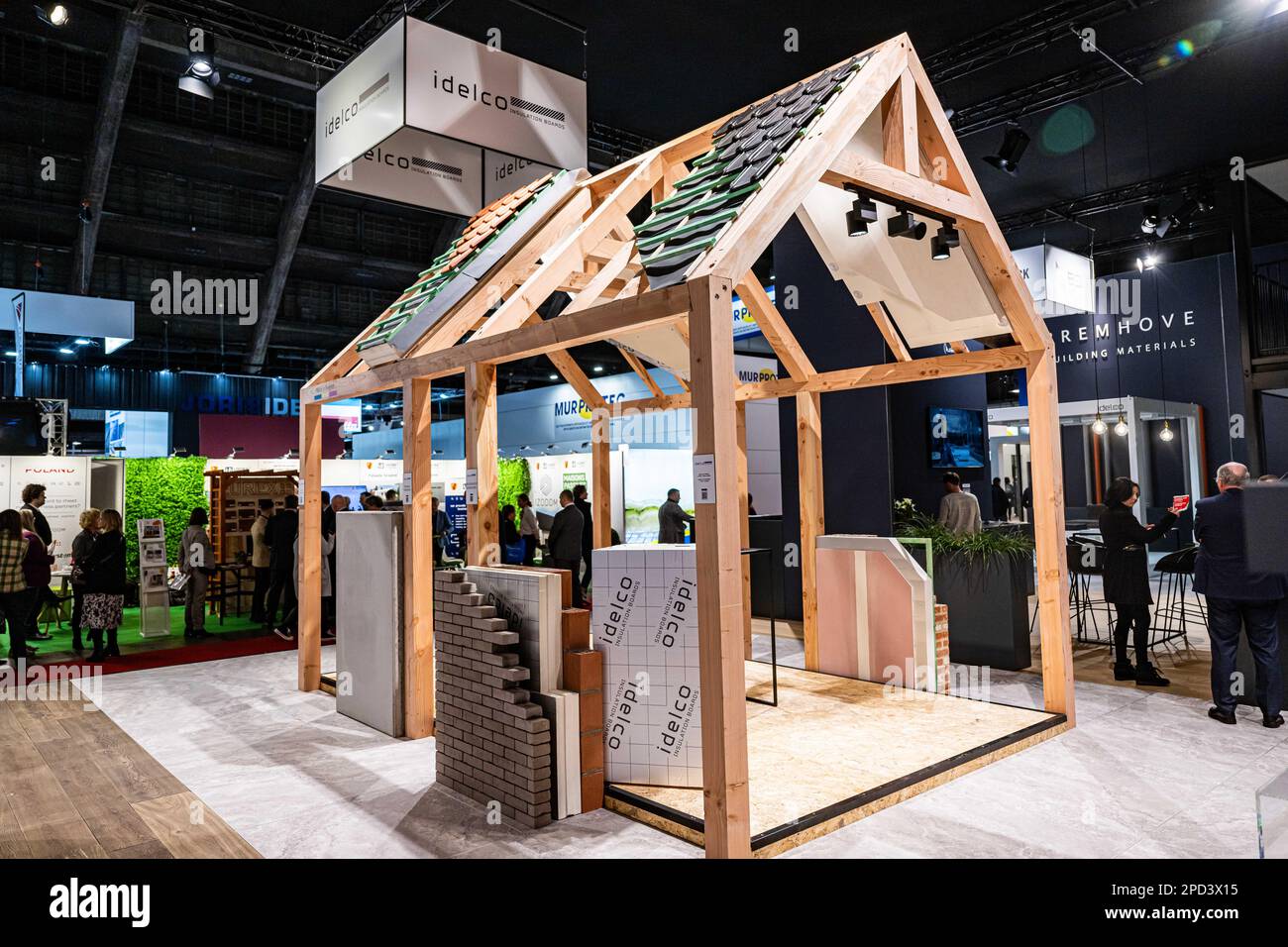 Illustration picture shows a wood skeleton construction display during ...