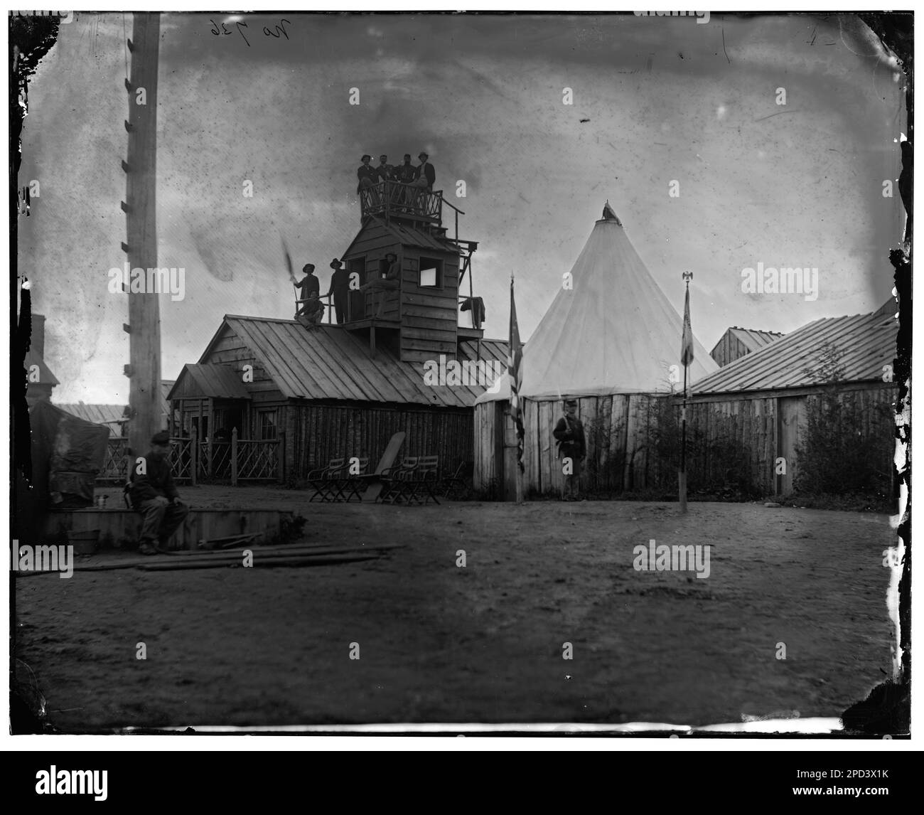 Prospect Hill, Virginia. Signal station at camp of 13th New York ...