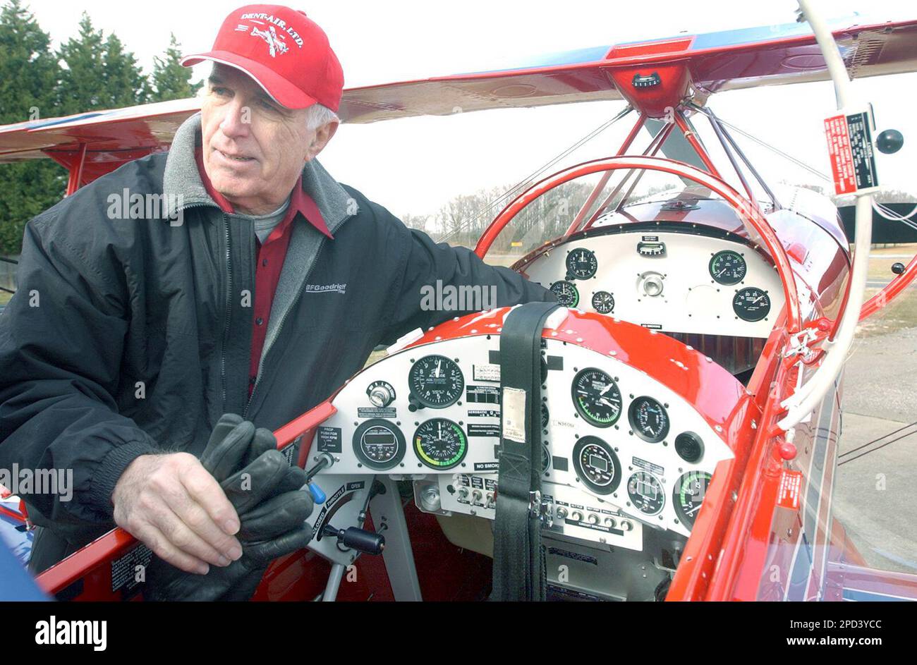 Bill Finagin does his pre-flight check on a Pitts Special 2C before an ...