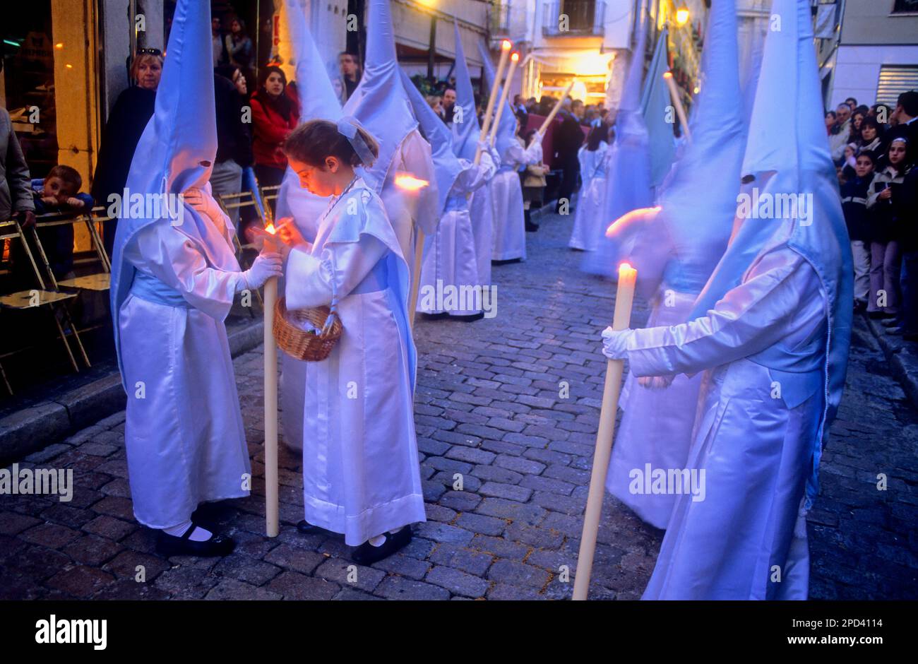 Penitents. Resurrection Sunday. In calle Marques de Gerona. Brotherhood ...
