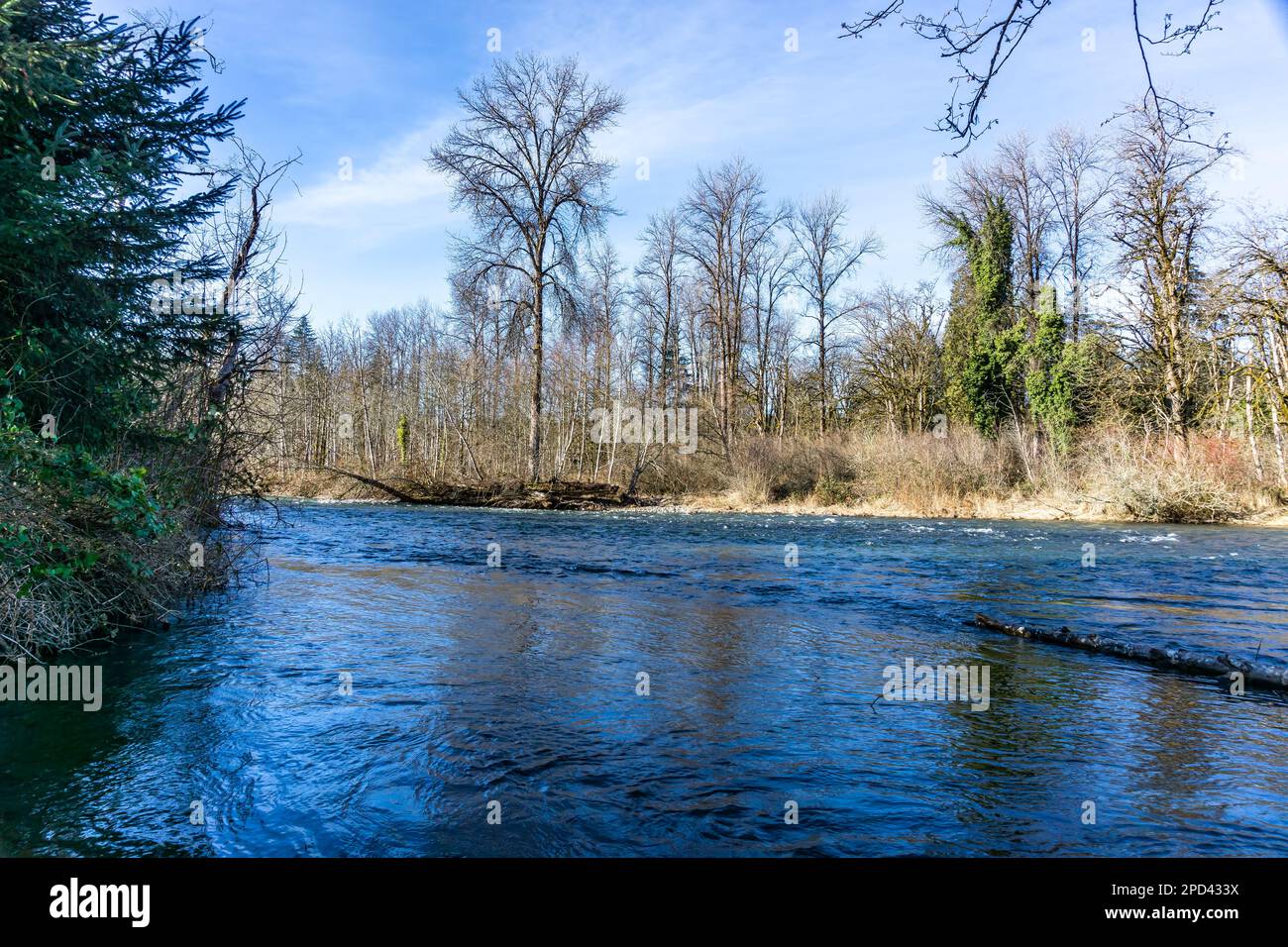 A view in winter of the Green River near Flaming Geyser State Park in ...