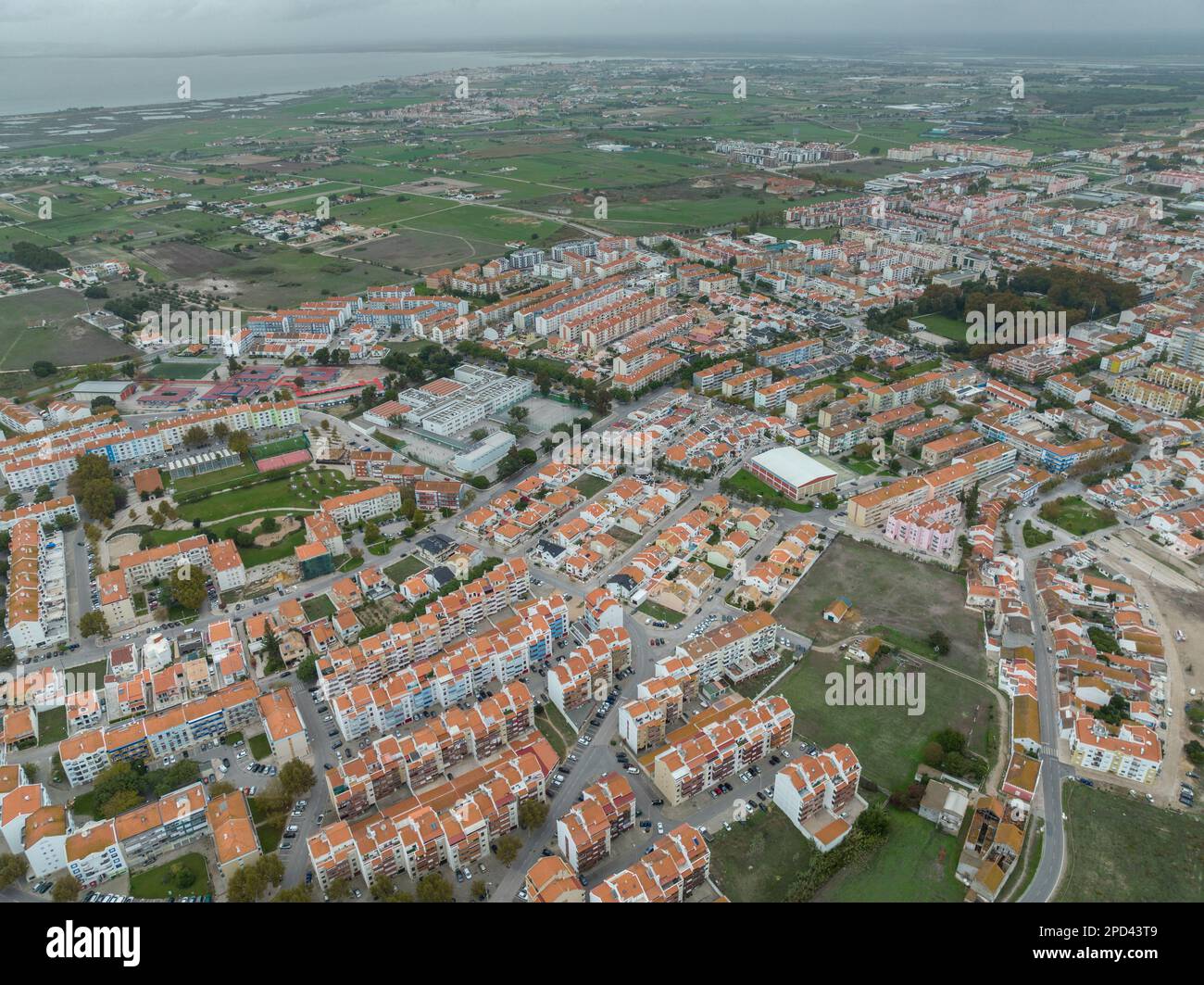 Montijo Cityscape in Portugal. Drone Point of View Stock Photo - Alamy