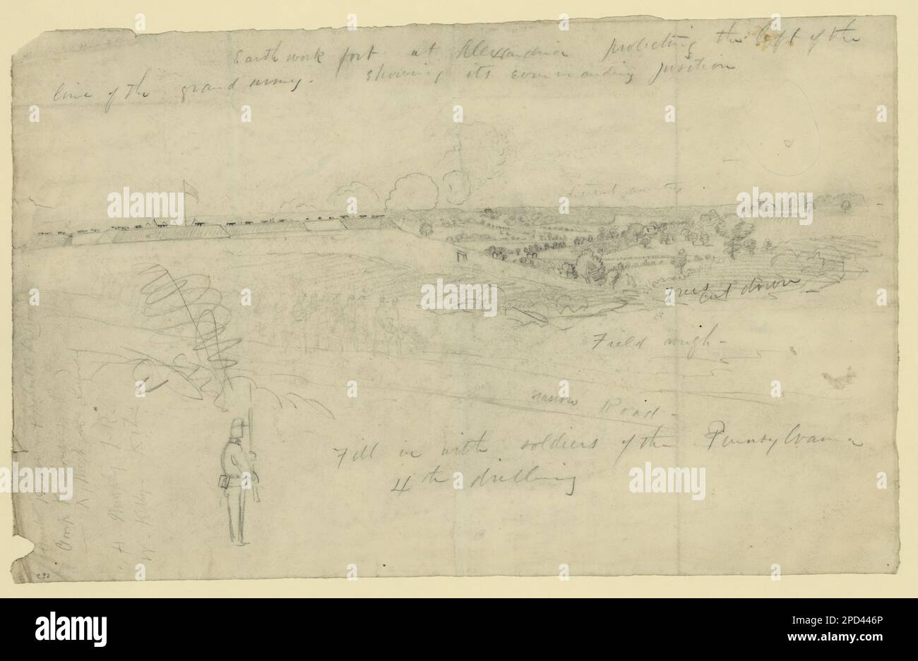 Earthwork fort at Alexandria protecting the left of the line of the ...