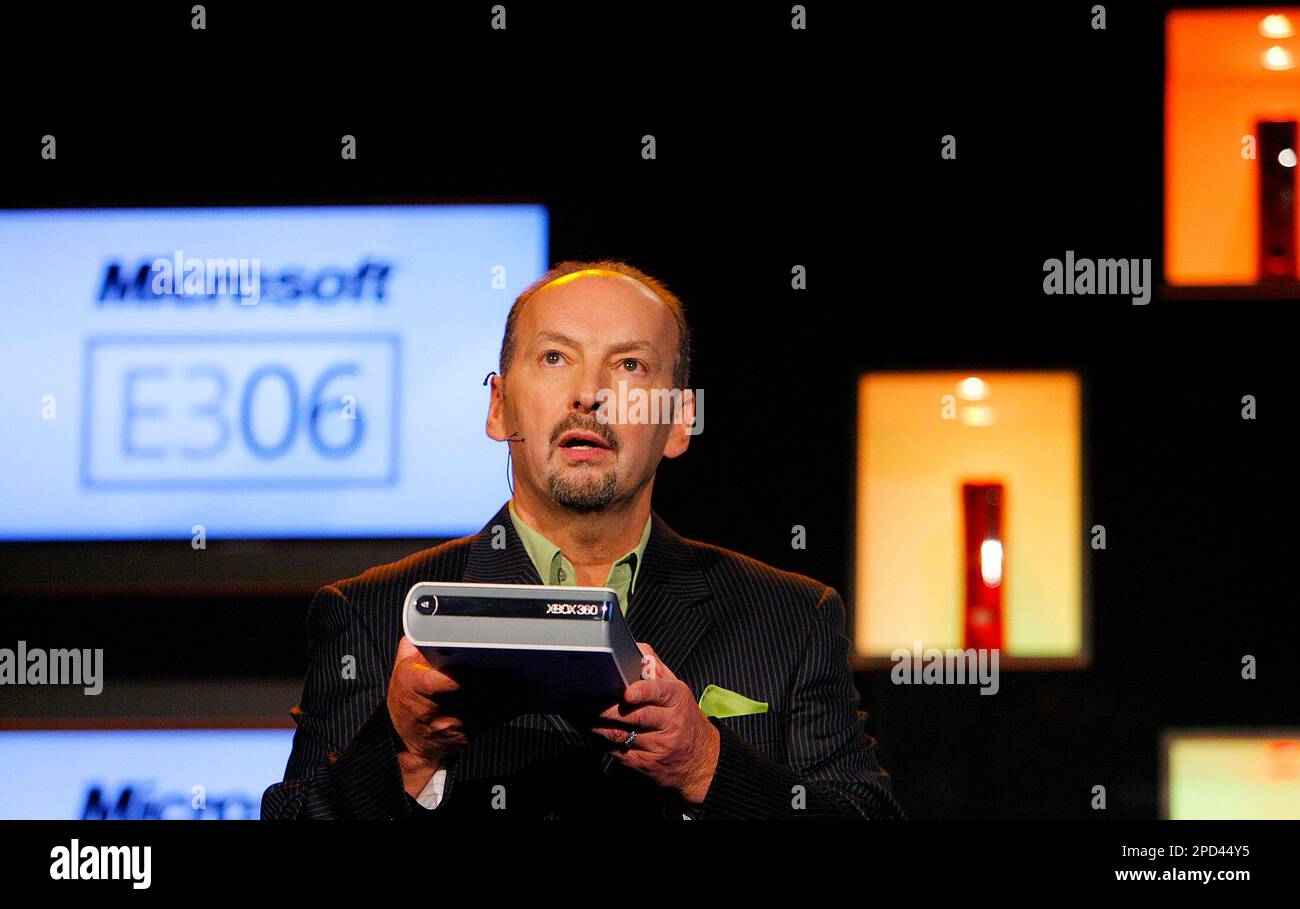 Microsoft Vice President Peter Moore presents the new XBox 360 HD DVD ...