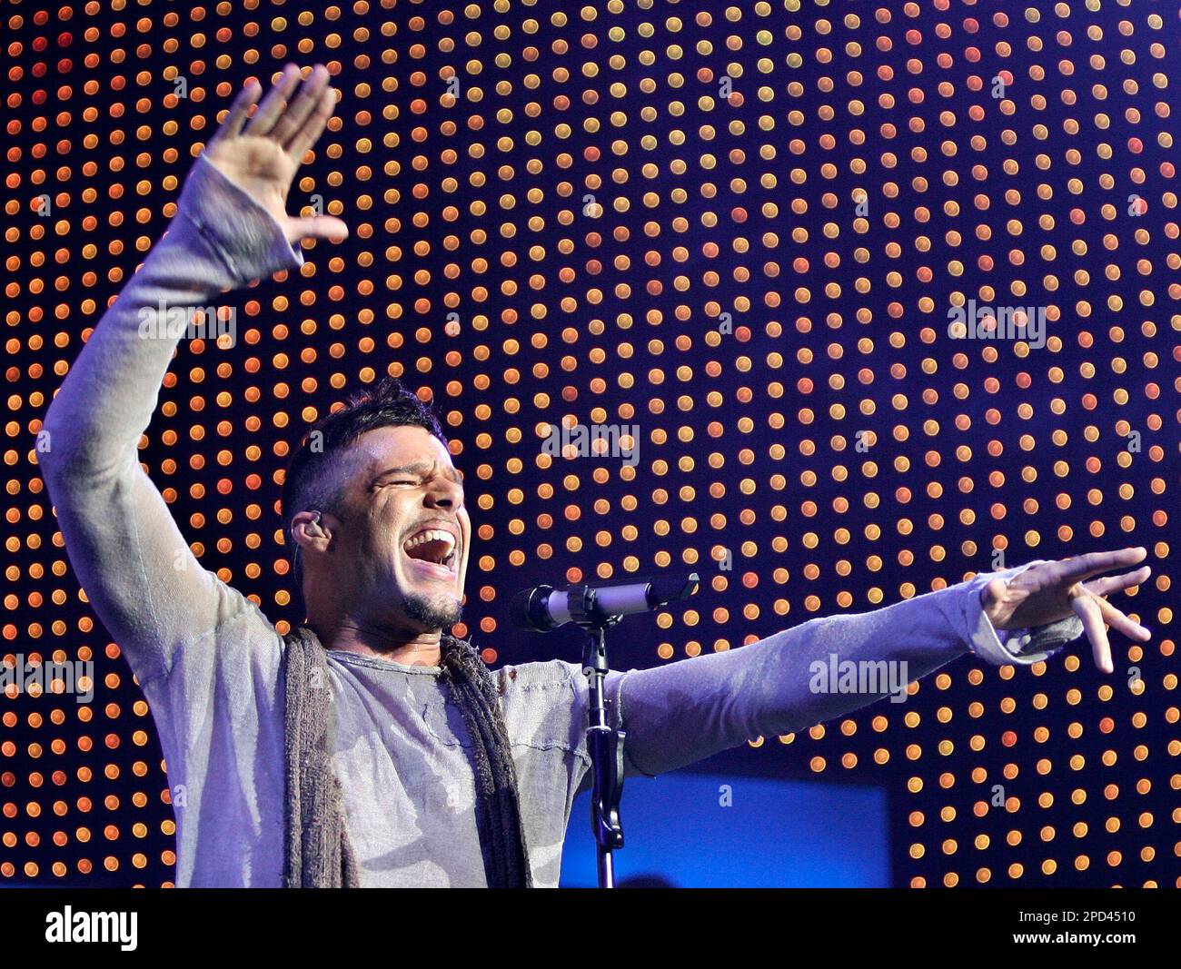 Puerto Rican born singer Ricky Martin performs during his first concert ...