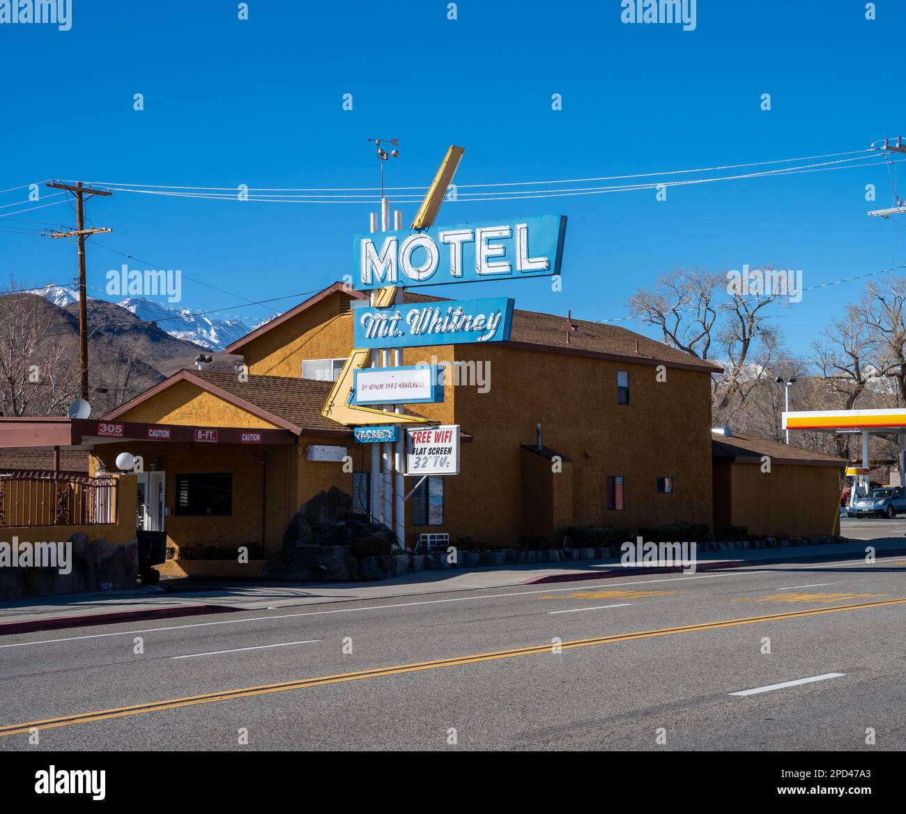 Lone Pine, CA, USA - February 9th, 2023 - Motel Mount Whitney sign ...