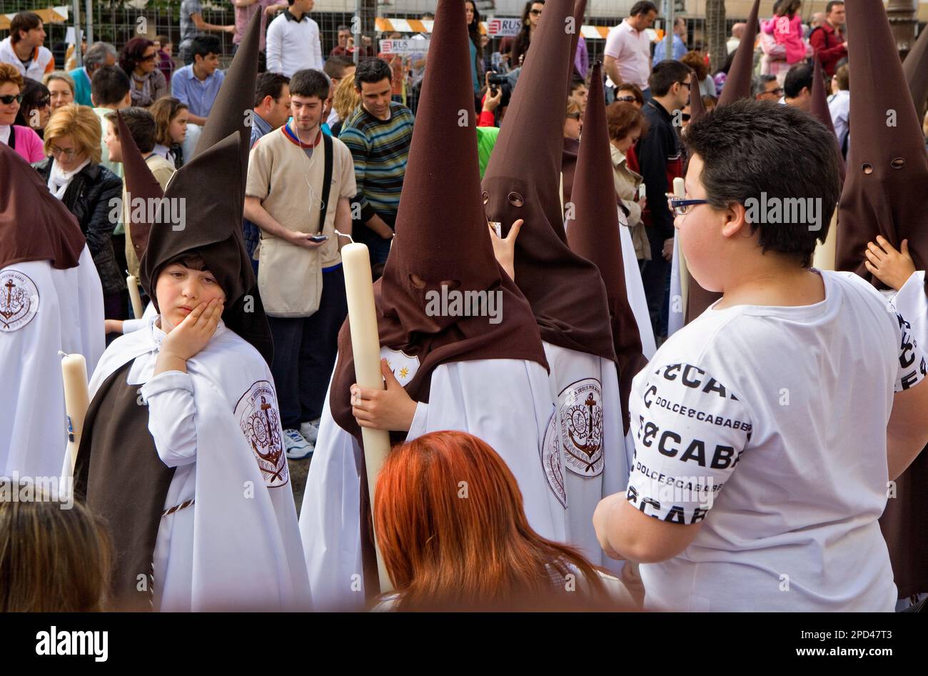 Penitents. Holy Week procession.`El Carmen Doloroso´.Holy Wednesday ...