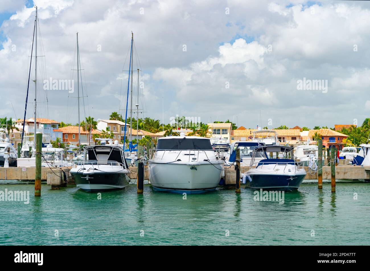 luxury yacht harbour in summer vacation. summer yacht in harbour. photo ...