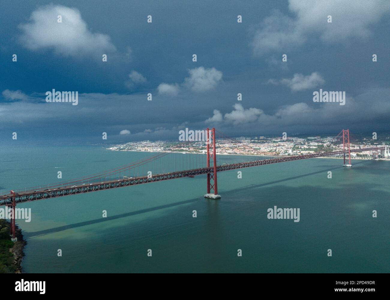 The 25 April bridge (Ponte 25 de Abril) located in Lisbon, Portugal ...