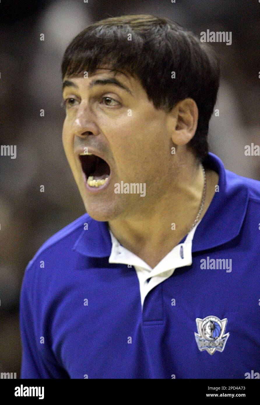 Dallas Mavericks owner Mark Cuban reacts in the second half in the NBA ...