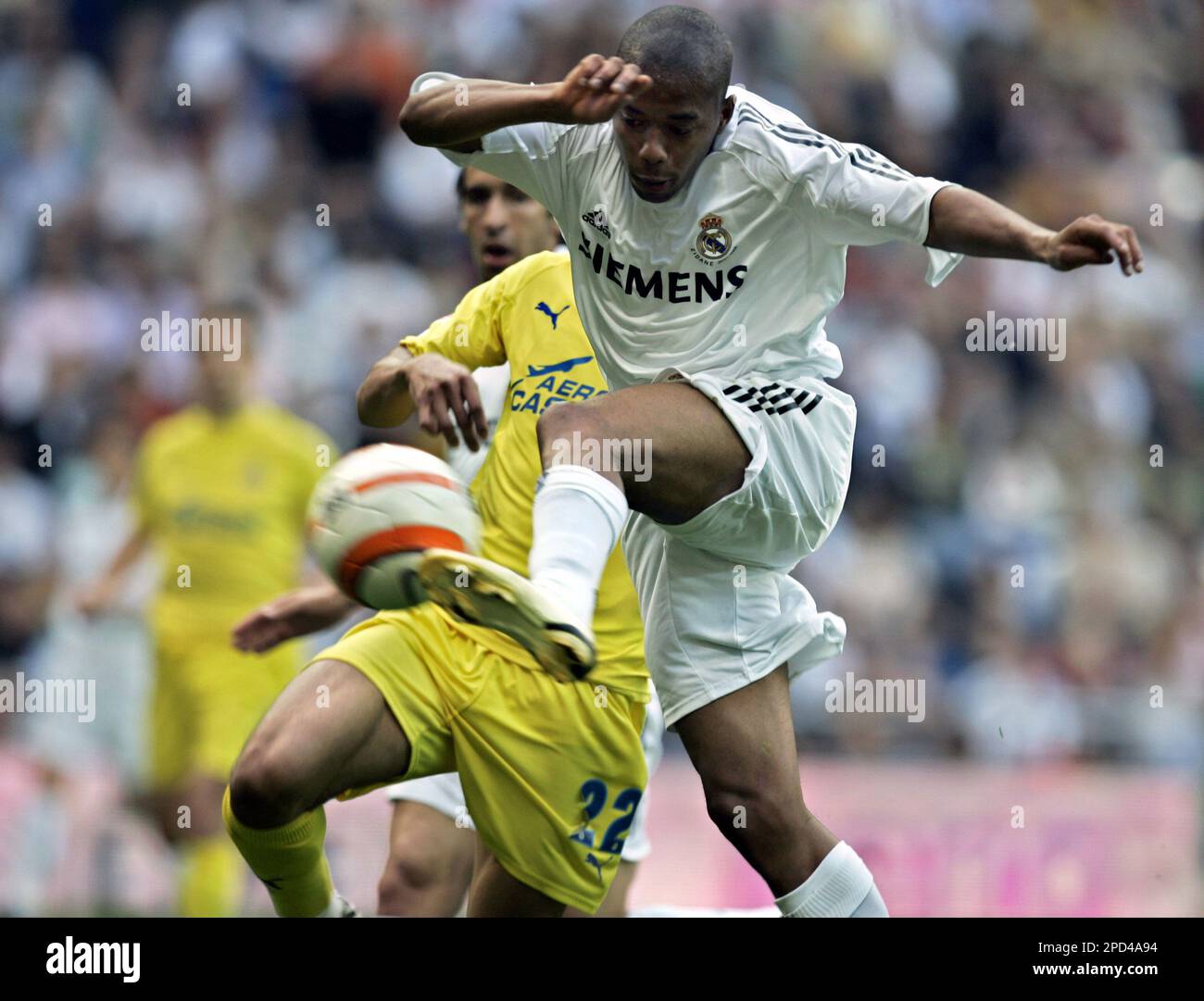 Real Madrid's Robinho of Brazil, takes a shot during a Spanish league ...