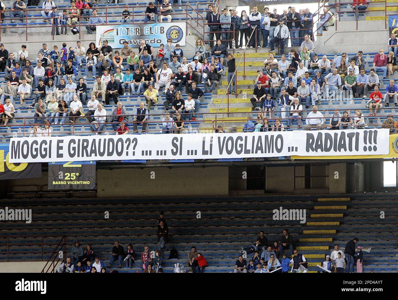 Inter Milan fans show a banner during the Italian first division soccer ...