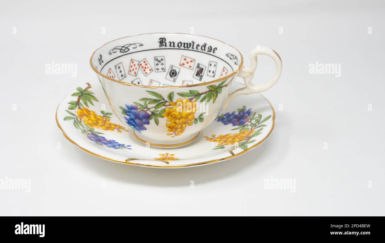 Aynsley Cup of Knowledge teacup and saucer Stock Photo - Alamy