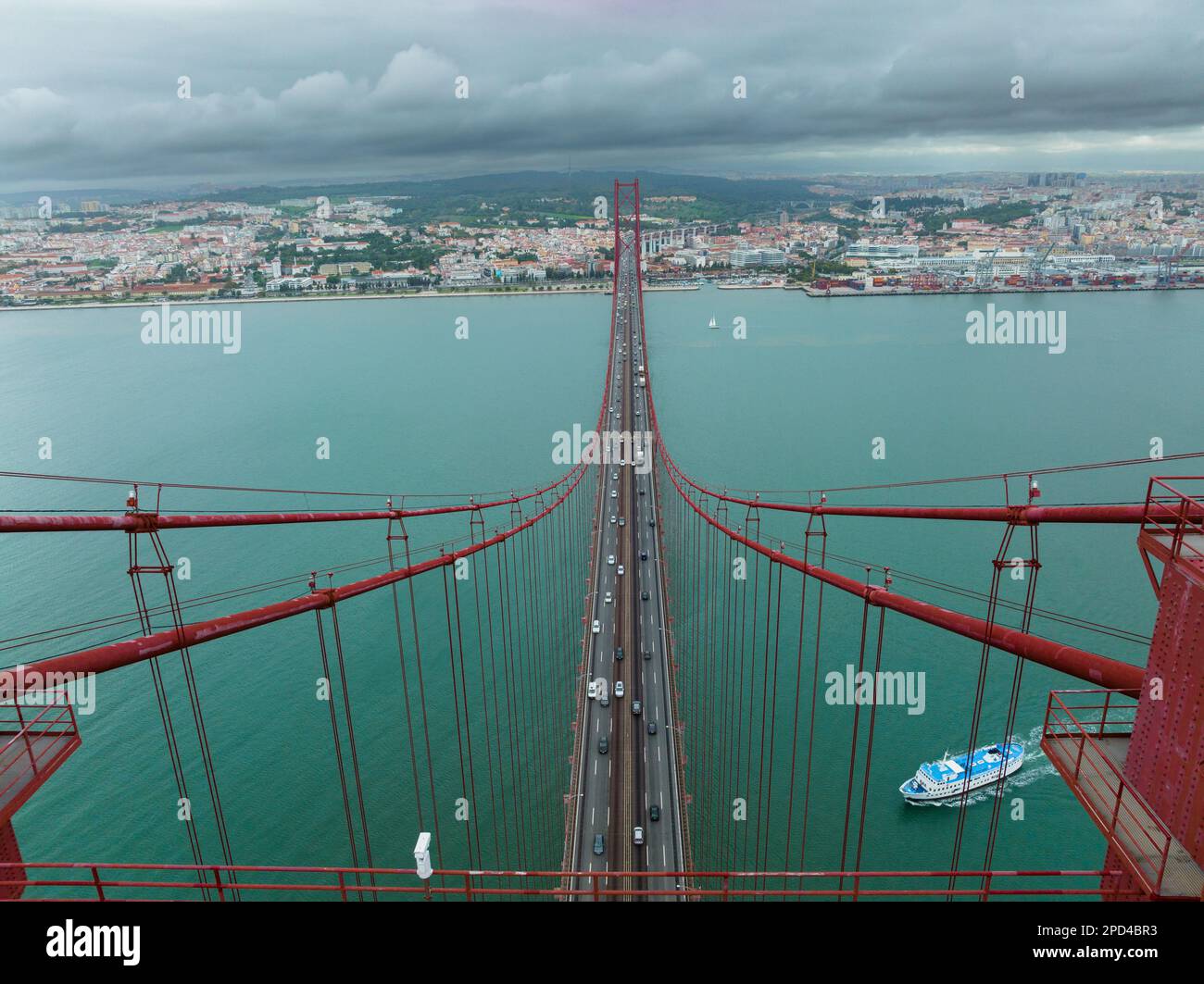 The 25 April bridge (Ponte 25 de Abril) located in Lisbon, Portugal ...