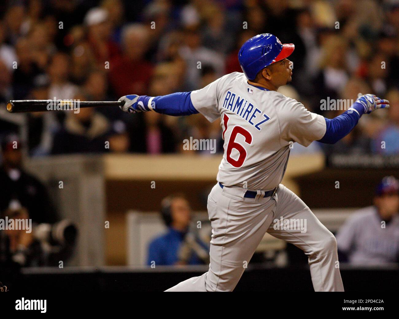 Chicago Cubs' Aramis Ramirez watches the flight of his solo home run ...