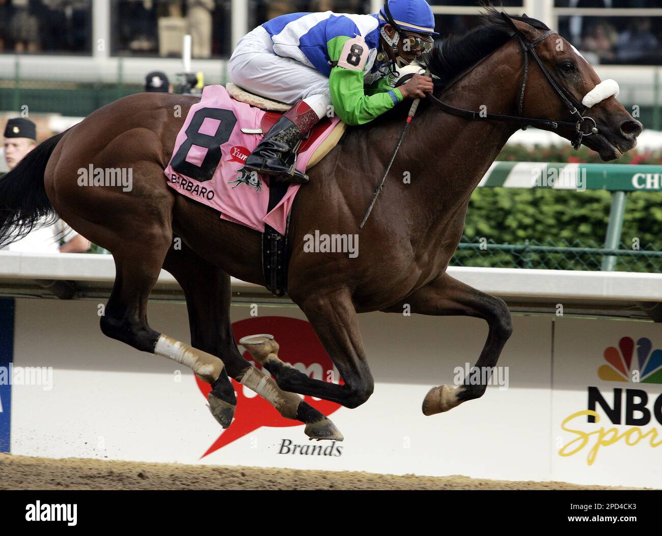 Edgar Prado aboard Barbaro wins the Kentucky Derby at Churchill Downs ...